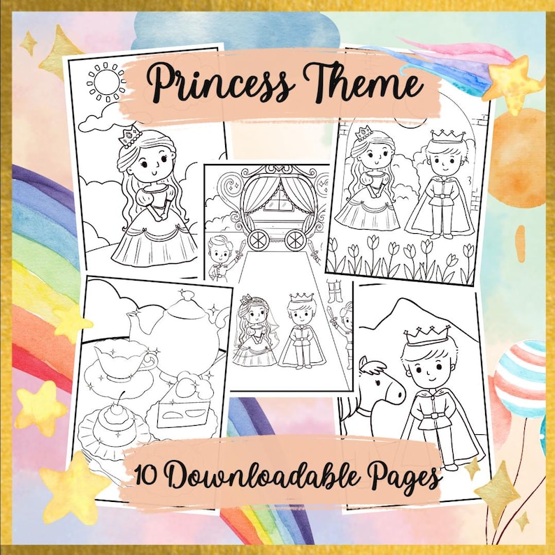 Princess Themed Coloring Book Princess Coloring Pages Coloring Book ...