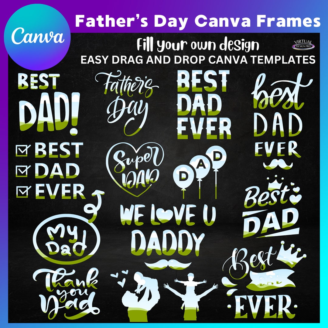 Father's Day Canva Frame, Father's Day Canva Template, Father's Day ...