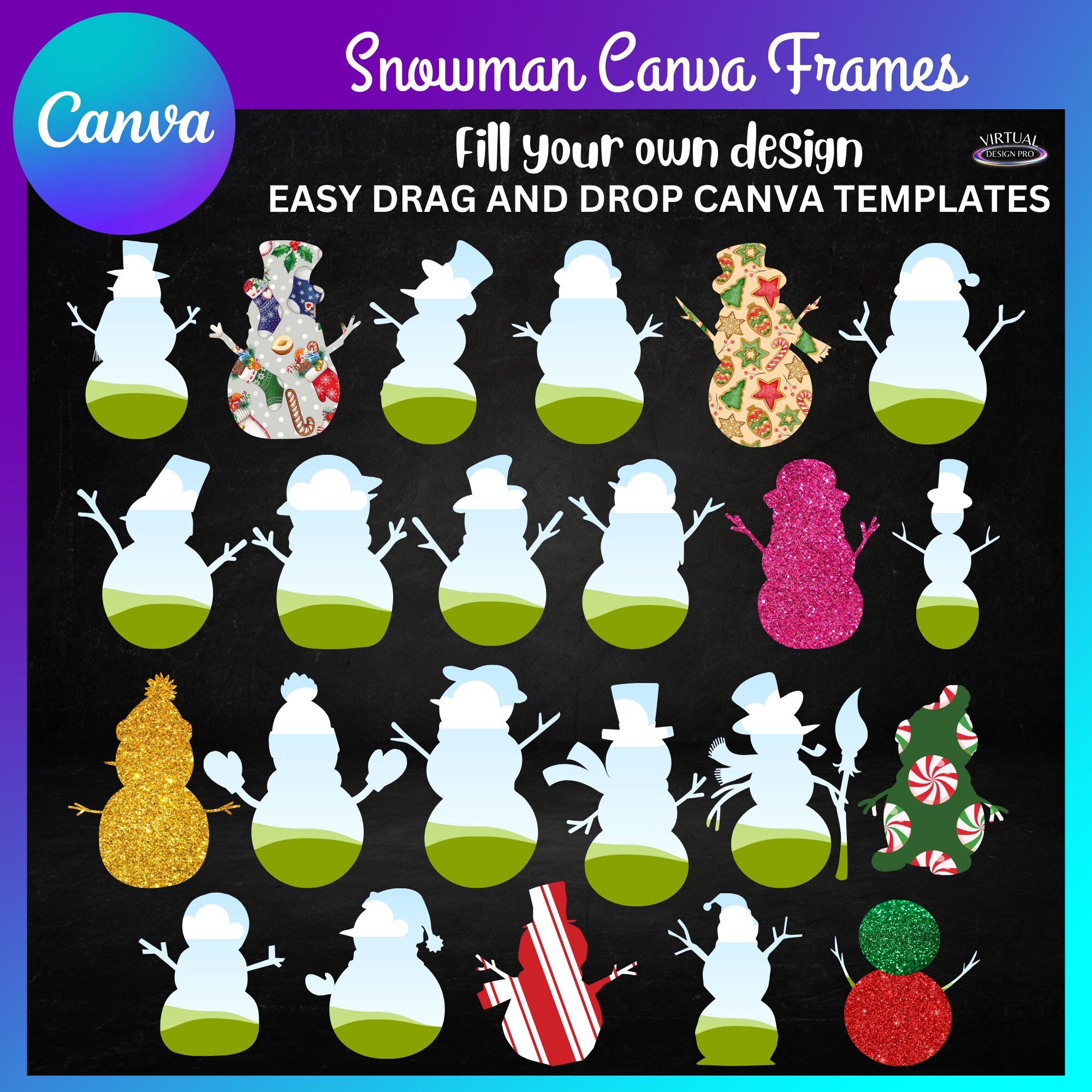 Create Your Own Snowman Canva Frames With This Template, Christmas ...