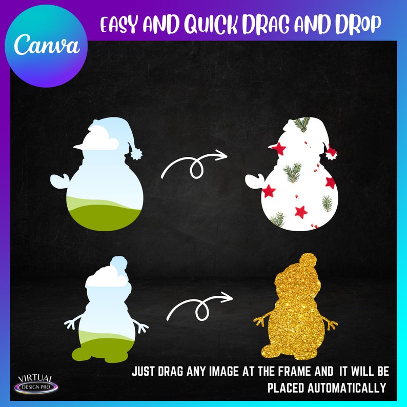 Create Your Own Snowman Canva Frames With This Template, Christmas ...