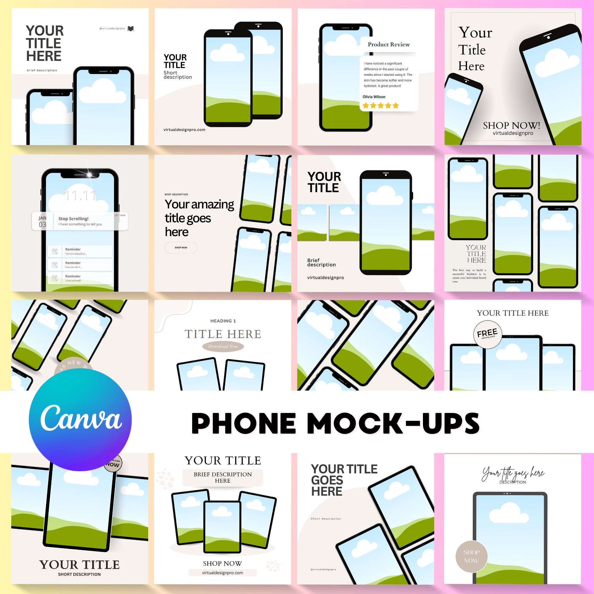 70 Mockup Templates Editable Canva Templates Etsy Listing Mockup ...
