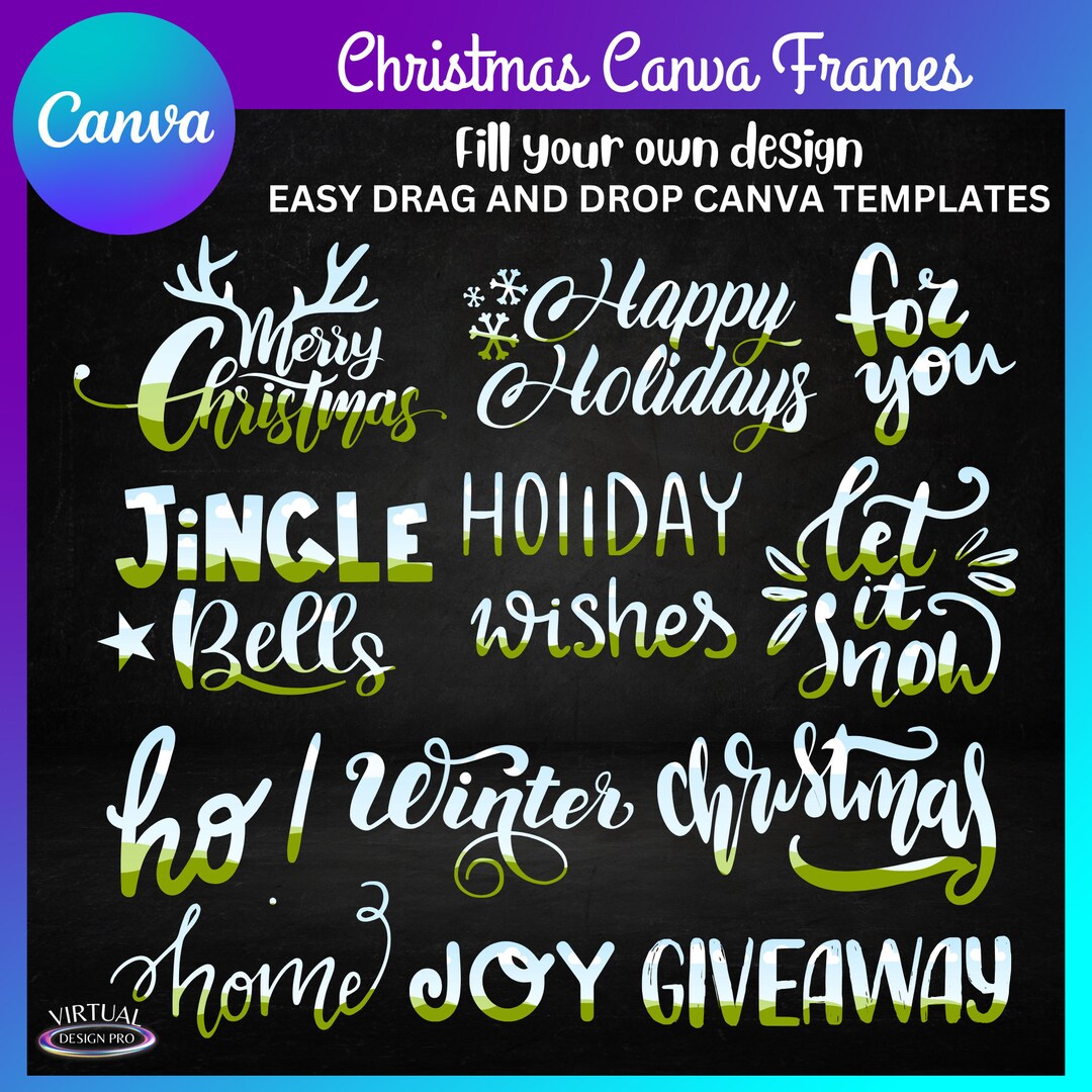 Christmas Canva Frames, Easy Drag and Drop Editable Canva Template ...