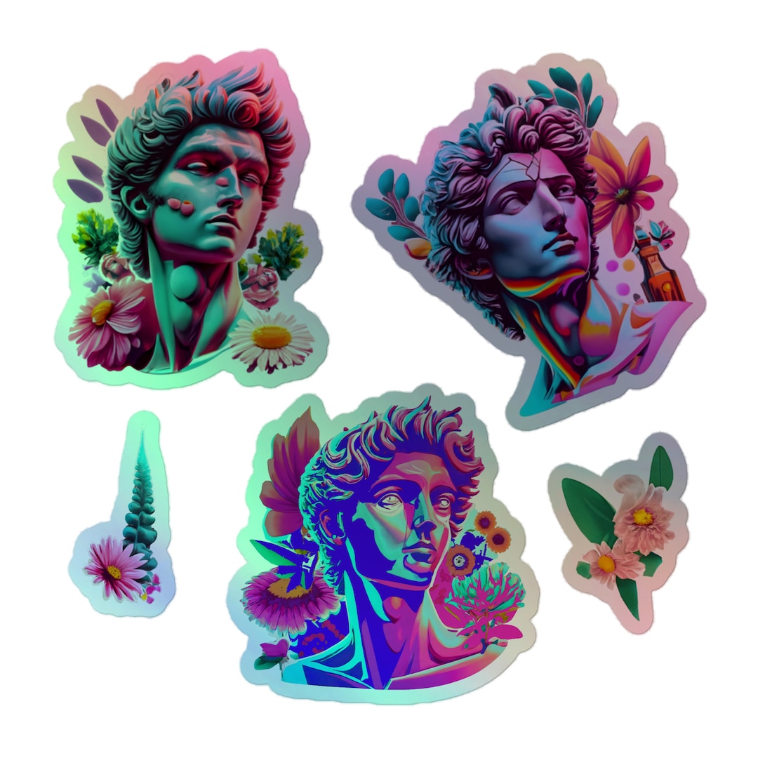 Vaporwave Statue of David Sticker Pack, Cute Laptop Stickers, Suitcase ...