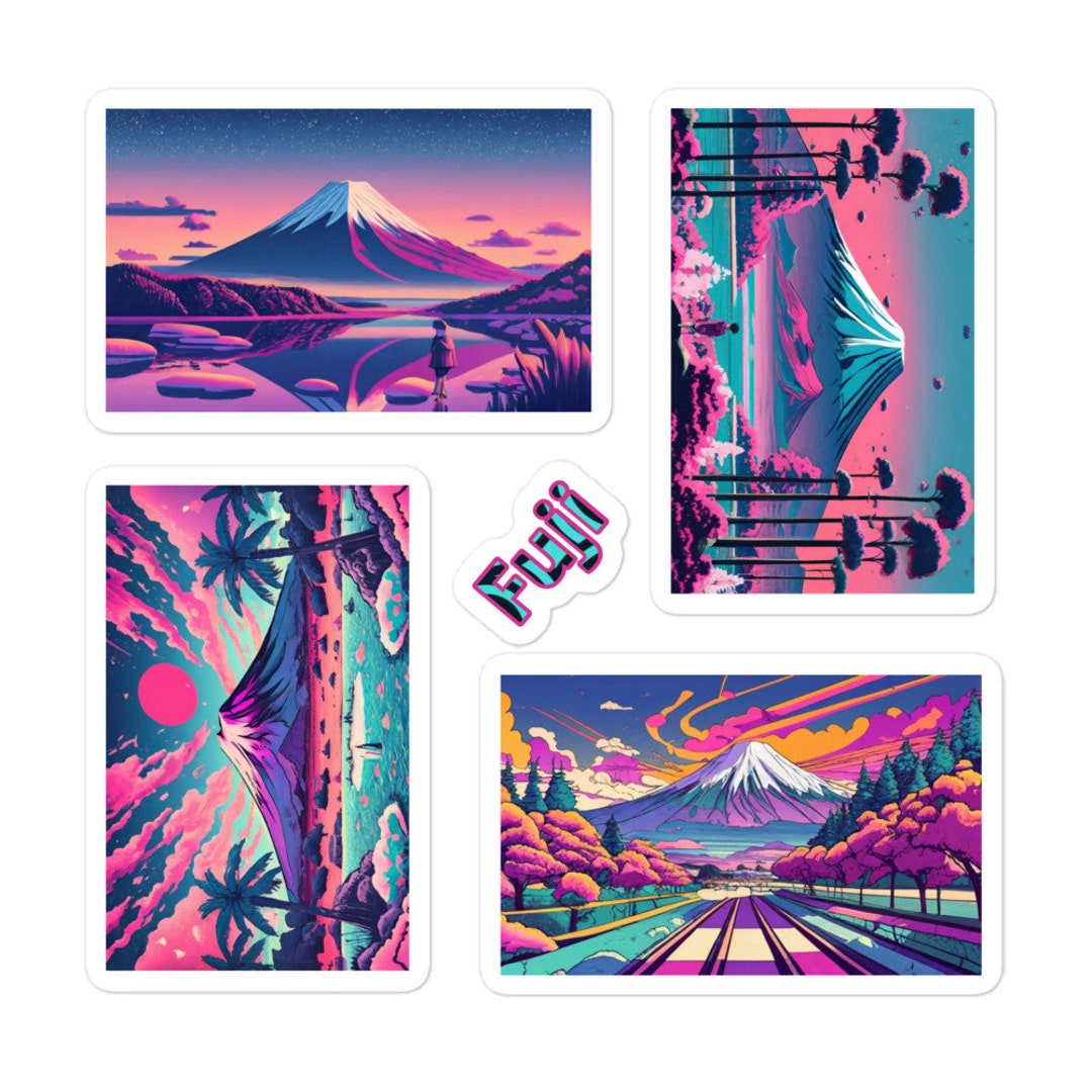 Mount Fuji Japanese Stickers, Retro 80s Lofi Art, Anime Merch, Roommate ...