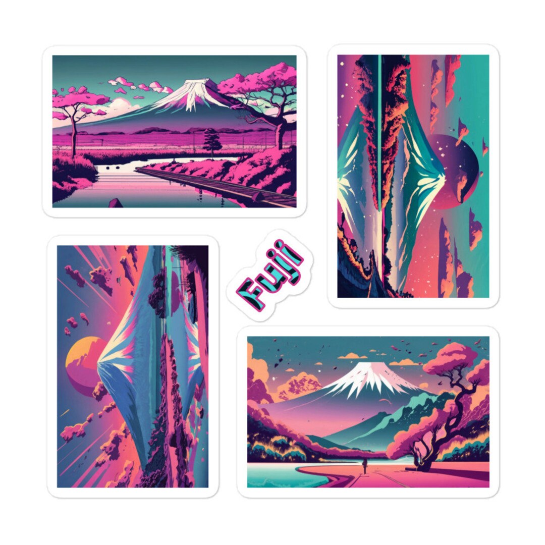Mount Fuji Japanese Stickers, Retro 80s Lofi Art, Anime Merch ...