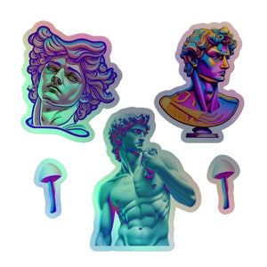Vaporwave Statue of David Sticker Pack, Roman Sculpture Art for Junk ...