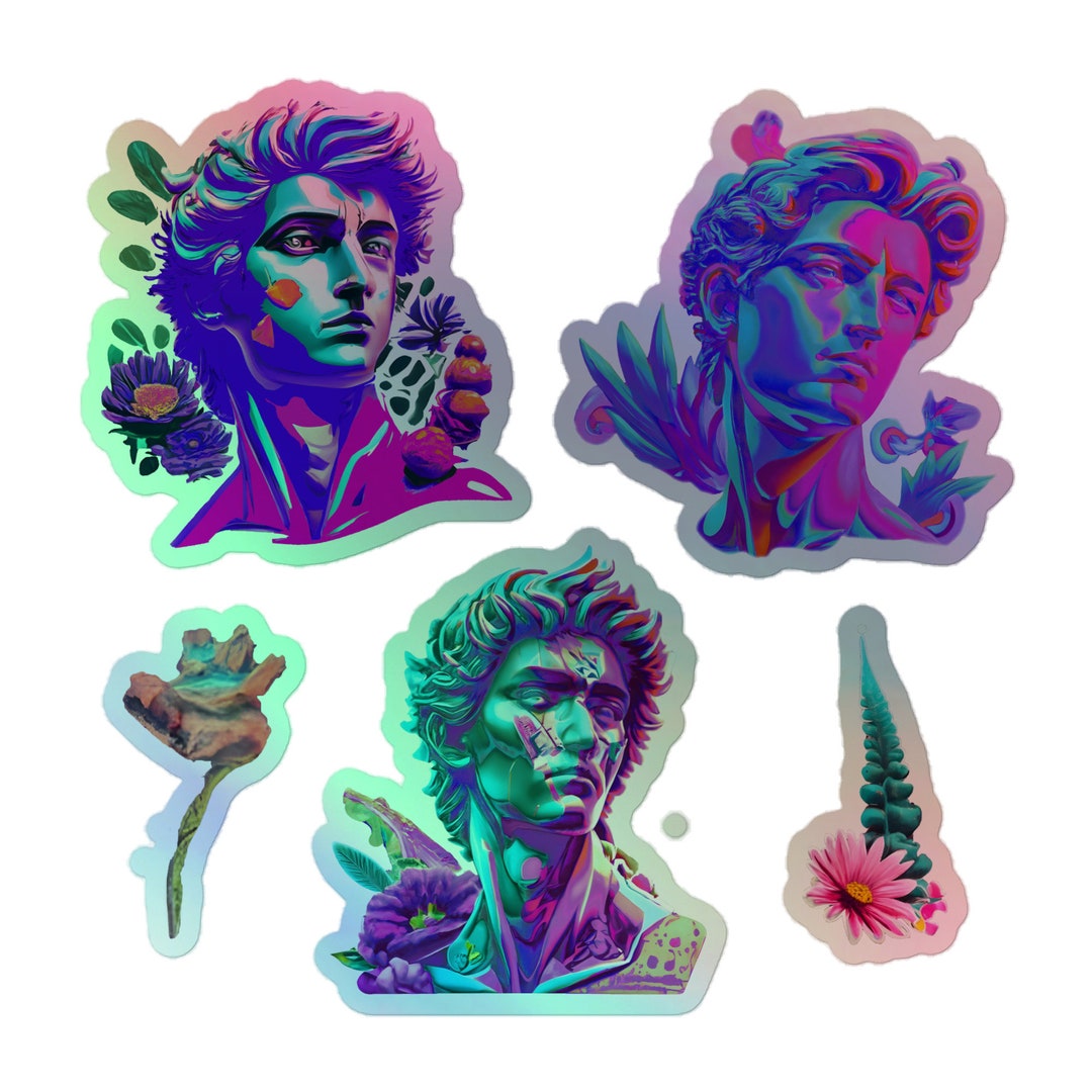 Vaporwave Statue of David Sticker Pack, Roman Sculpture Art for Floral ...