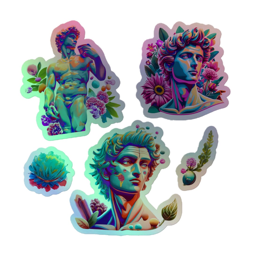 3 Sticker Pack Aesthetic Vaporwave Statue of David, Roman Sculpture Art ...