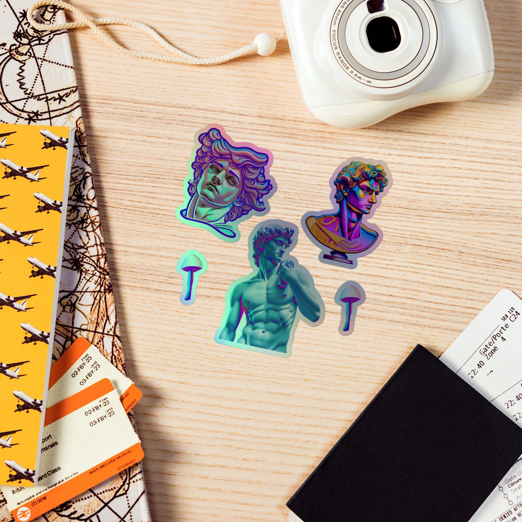 Vaporwave Statue of David Sticker Pack, Roman Sculpture Art for Junk ...