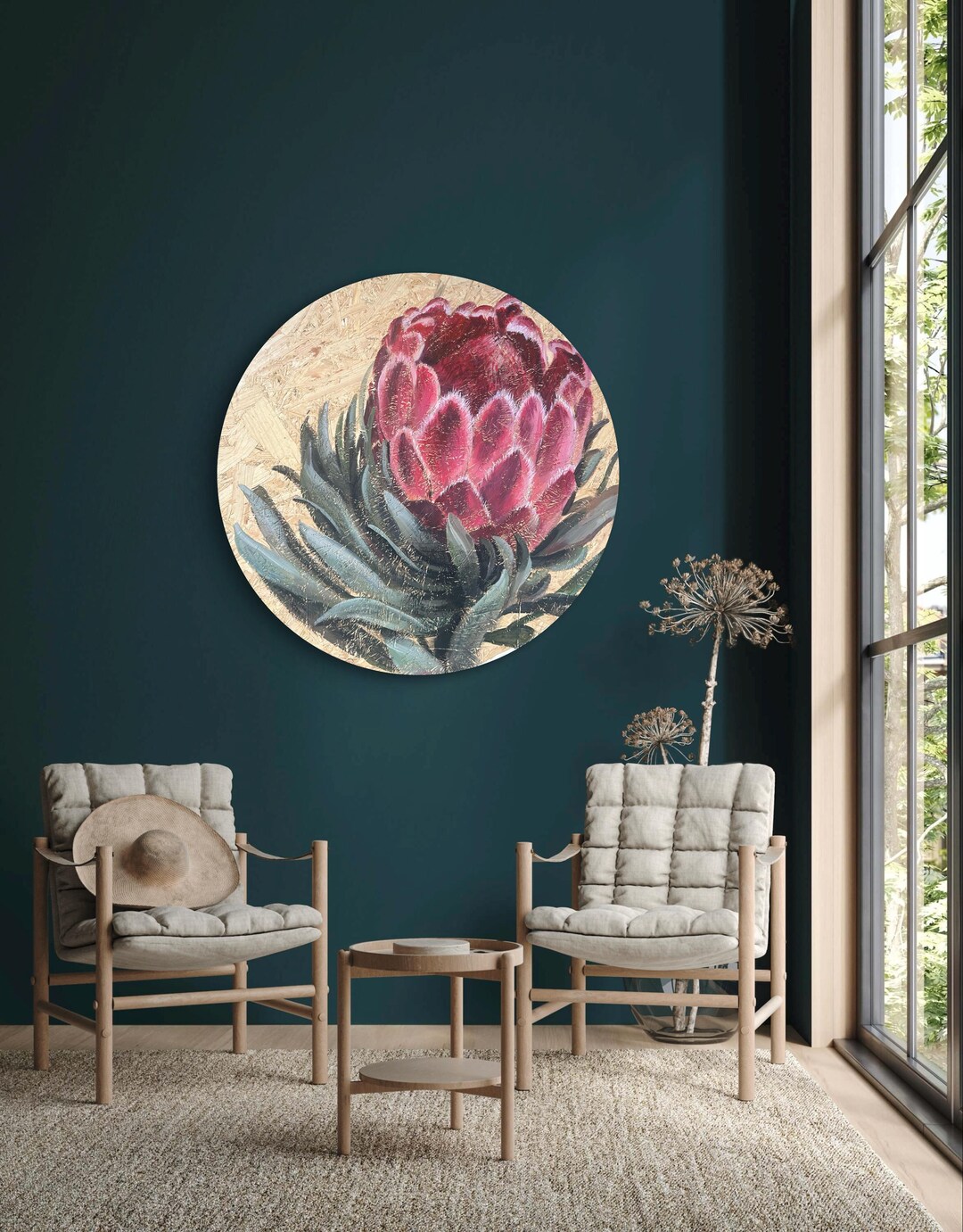 Protea Art on OSB Base /wall Art/hand-painted for Interiors/present for ...