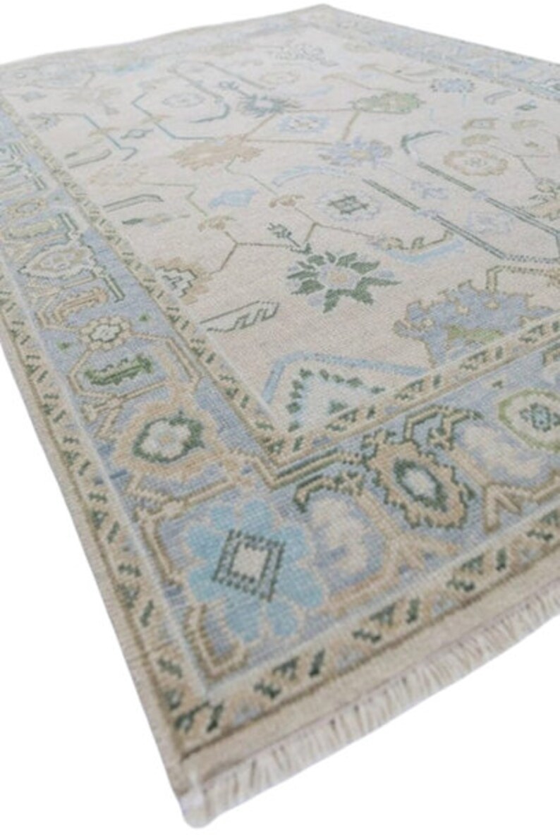 12x15 Oushak Rug Beige, Blue Color Oversize Handmade Rug, Large Area ...