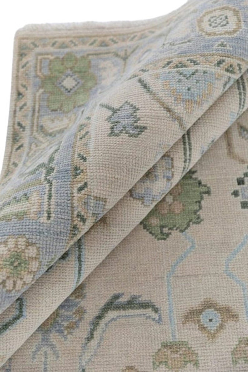 12x15 Oushak Rug Beige, Blue Color Oversize Handmade Rug, Large Area ...