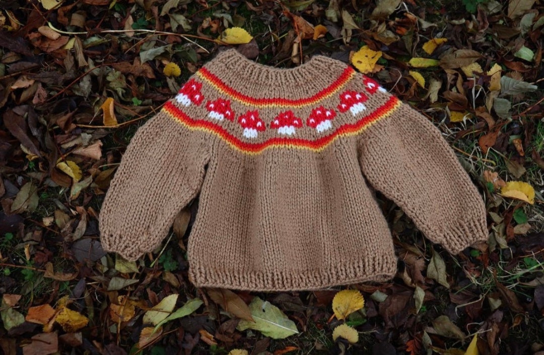 The Toadstool Sweater Kids Age 1 - 12 Years Knitting Pattern - Etsy