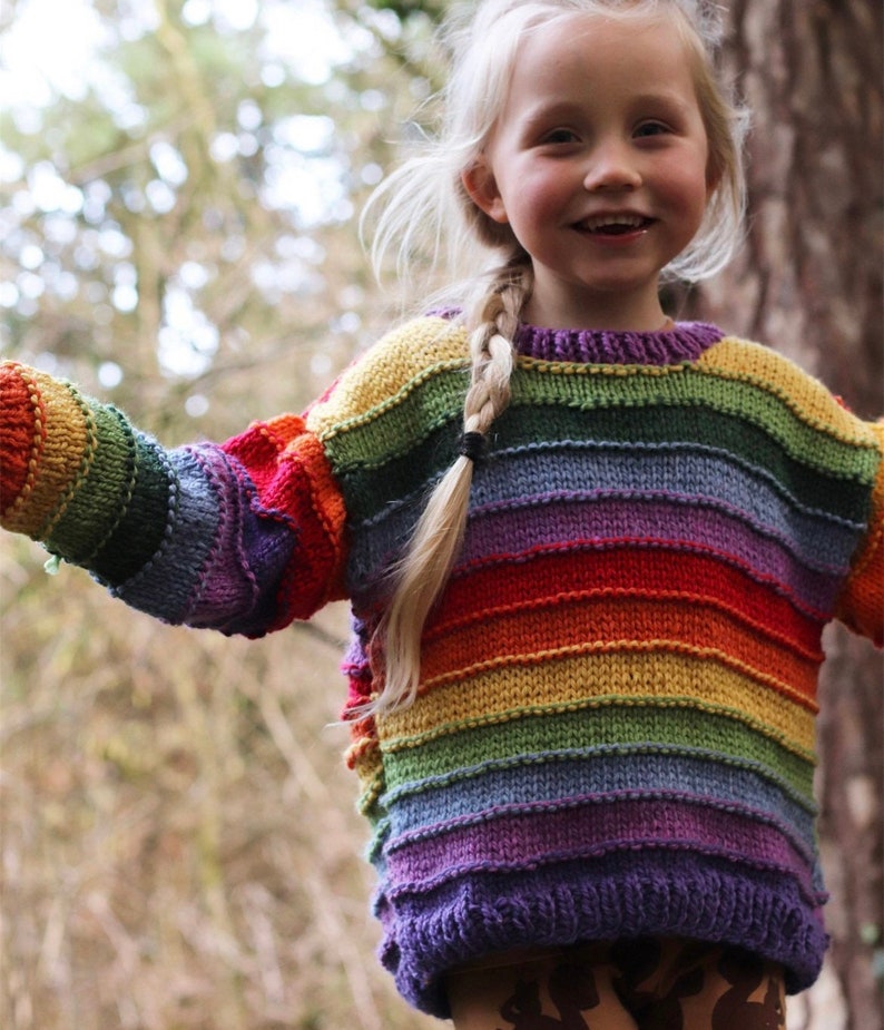 Little Rainbow Sweater - Kids Chunky Knitting Pattern - Etsy