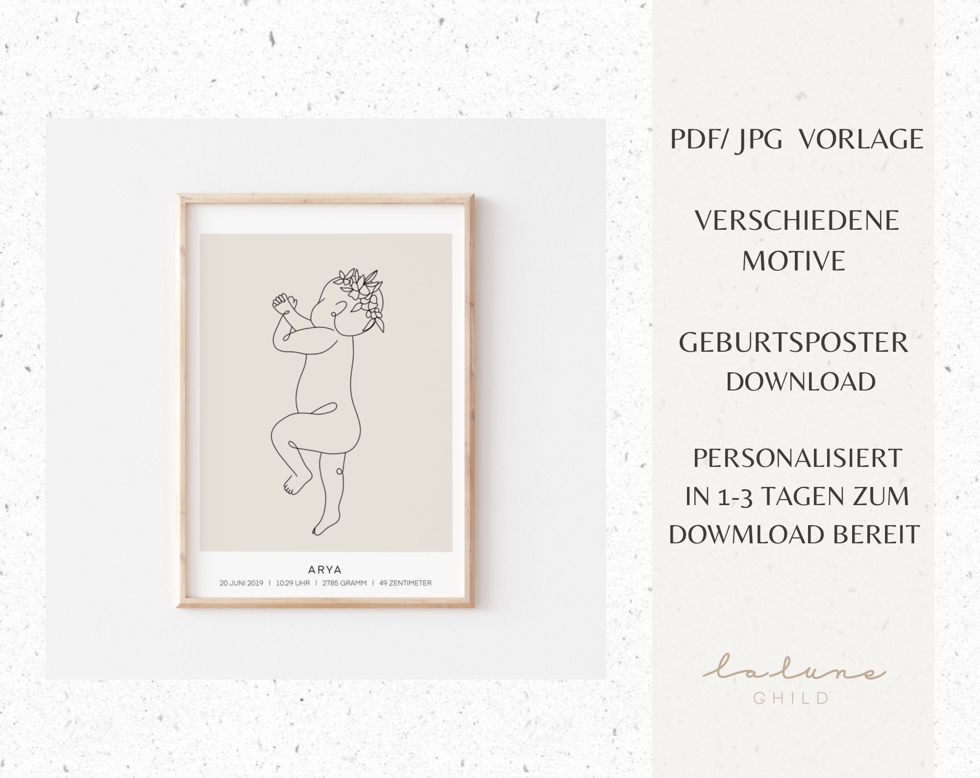 Baby Poster Birth Poster Baby With Flower Wreath and - Etsy