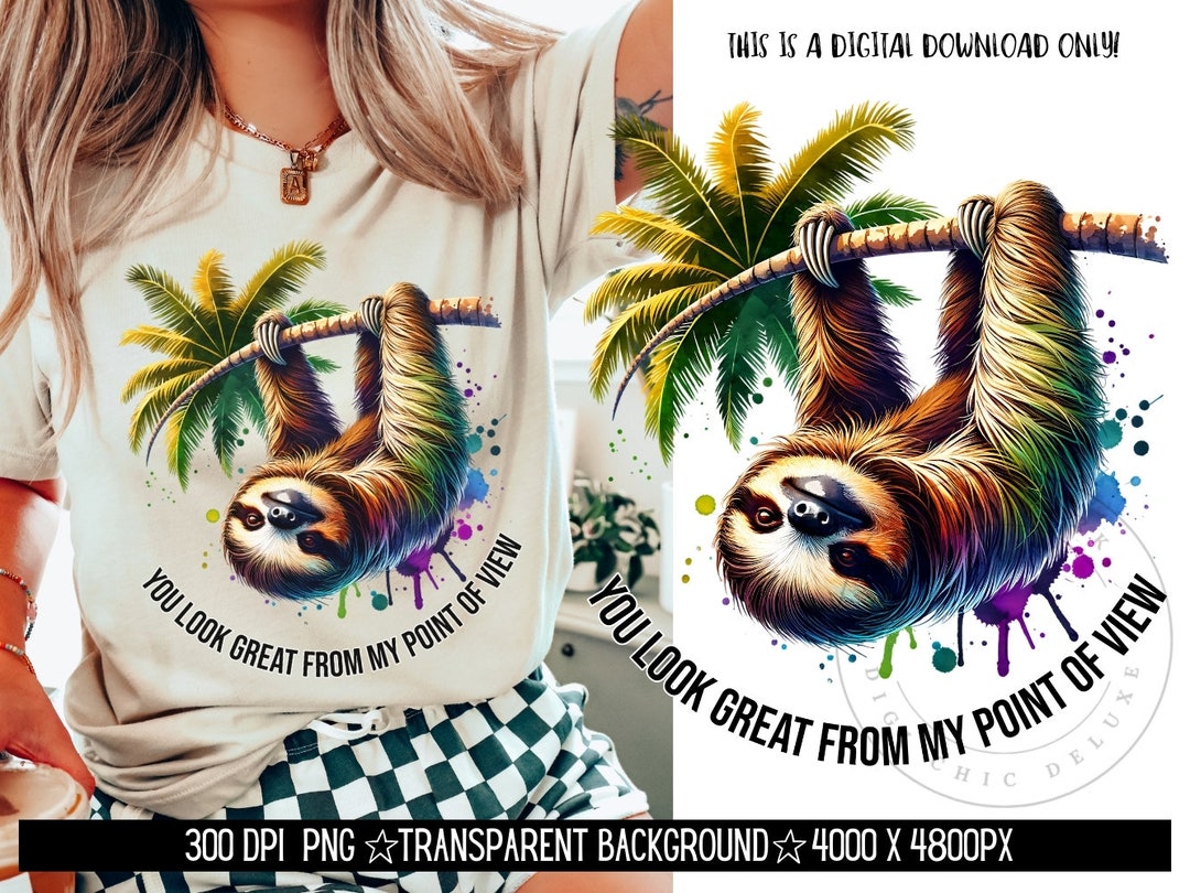 Sloth Hanging on Palm Tree Clipart Shirt Sublimation and Dtf Design ...