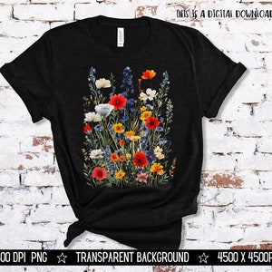 Spring Flowers Shirt Sublimation Design, Botanical Digital Download PNG ...