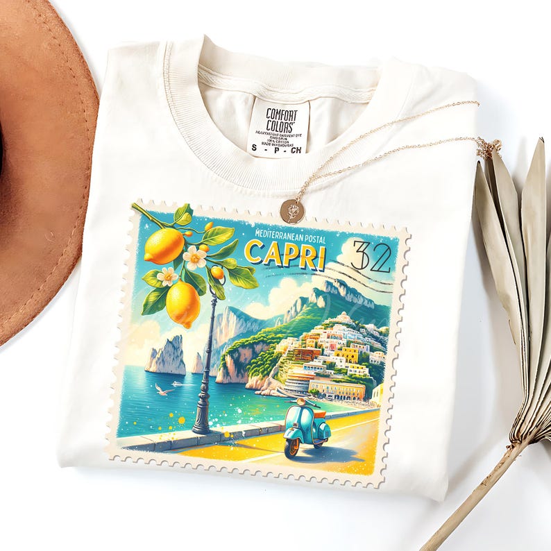 Capri PNG Capri Postal Stamp Png Lemon Png Vintage Stamp Sublimation ...