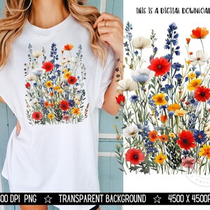 Spring Flowers Shirt Sublimation Design, Botanical Digital Download PNG ...