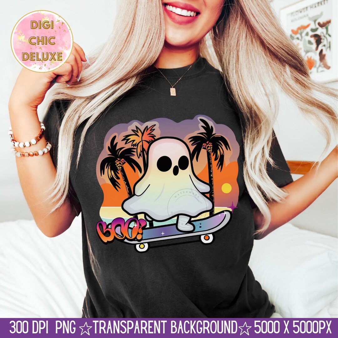 Skateboard Ghost Clipart Shirt Sublimation and Dtf Design, Digital ...