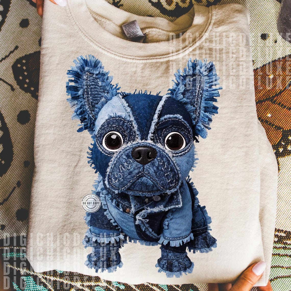 Denim Patchwork Dog PNG, French Bulldog Png, Cute Puppy Sublimation ...