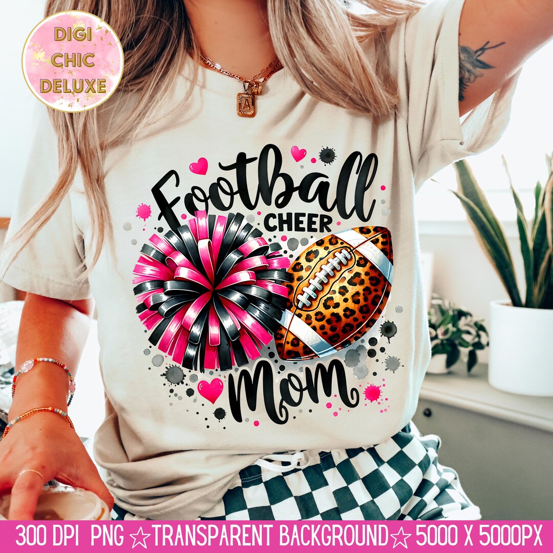 Black and Pink Cheer Football Mom Mama Clipart Shirt Sublimation and ...