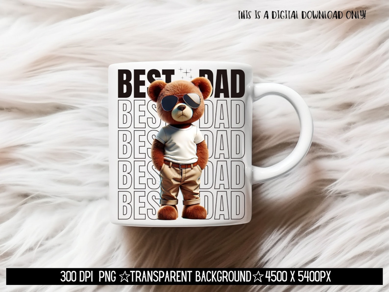 Best Dad Teddy Bear Clipart Shirt Sublimation and Dtf Design, Instant ...