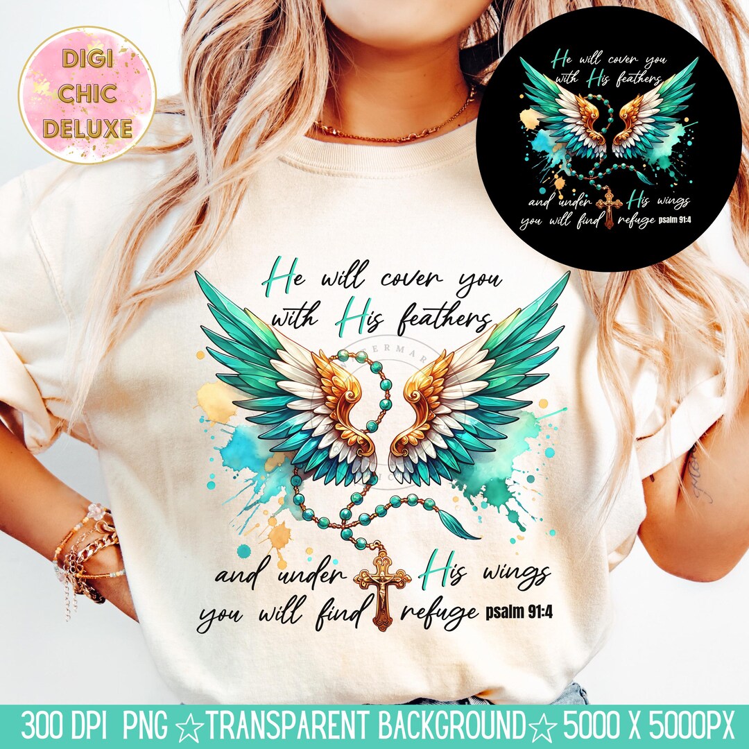 He Will Cover You With His Feathers Clipart Shirt Sublimation and Dtf ...