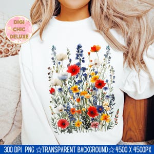 Spring Flowers Shirt Sublimation Design, Botanical Digital Download PNG ...