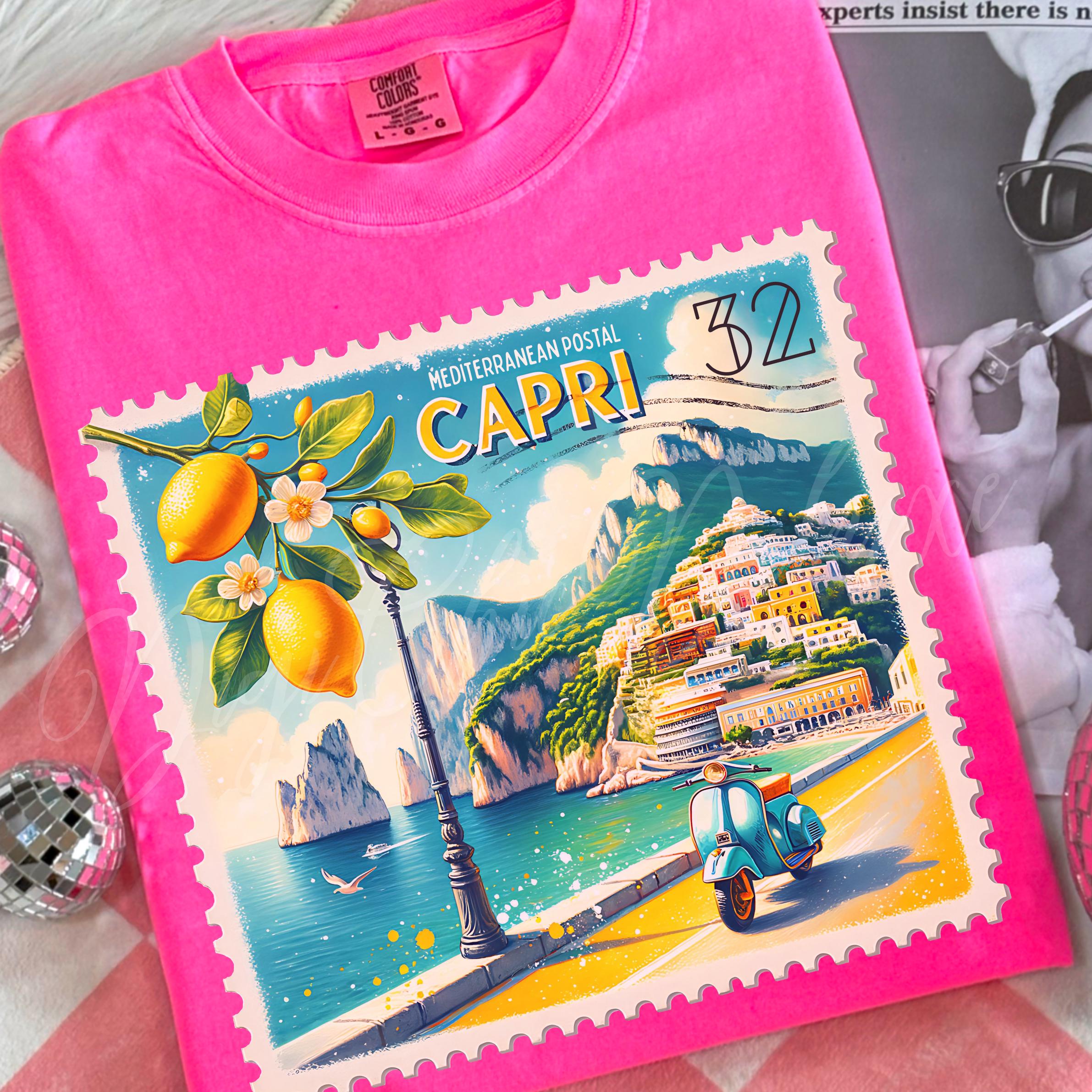 Capri PNG Capri Postal Stamp Png Lemon Png Vintage Stamp Sublimation ...