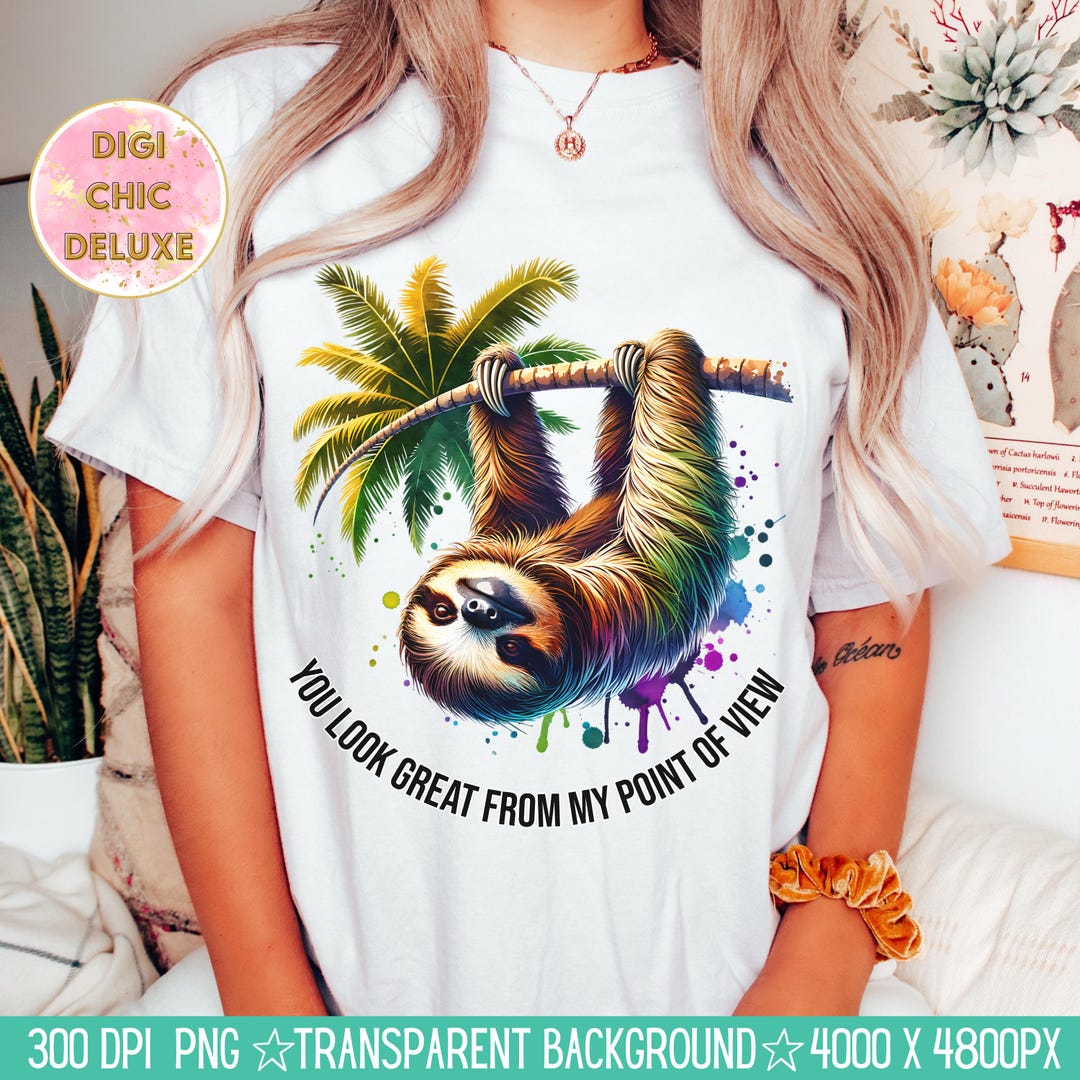 Sloth Hanging on Palm Tree Clipart Shirt Sublimation and Dtf Design ...