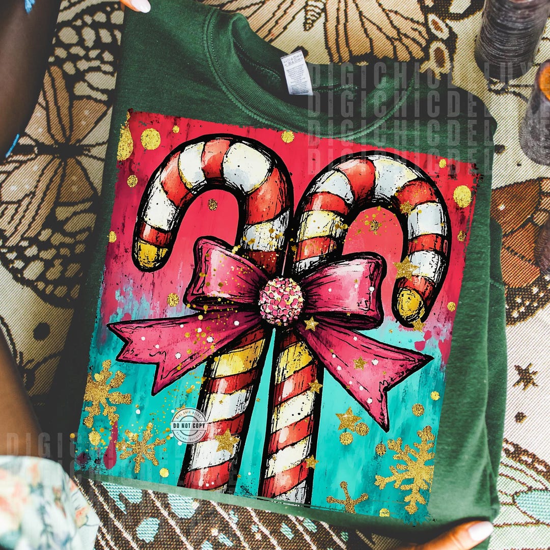 Preppy Christmas Candy Canes PNG, Cute Christmas Png, Brush Strokes ...
