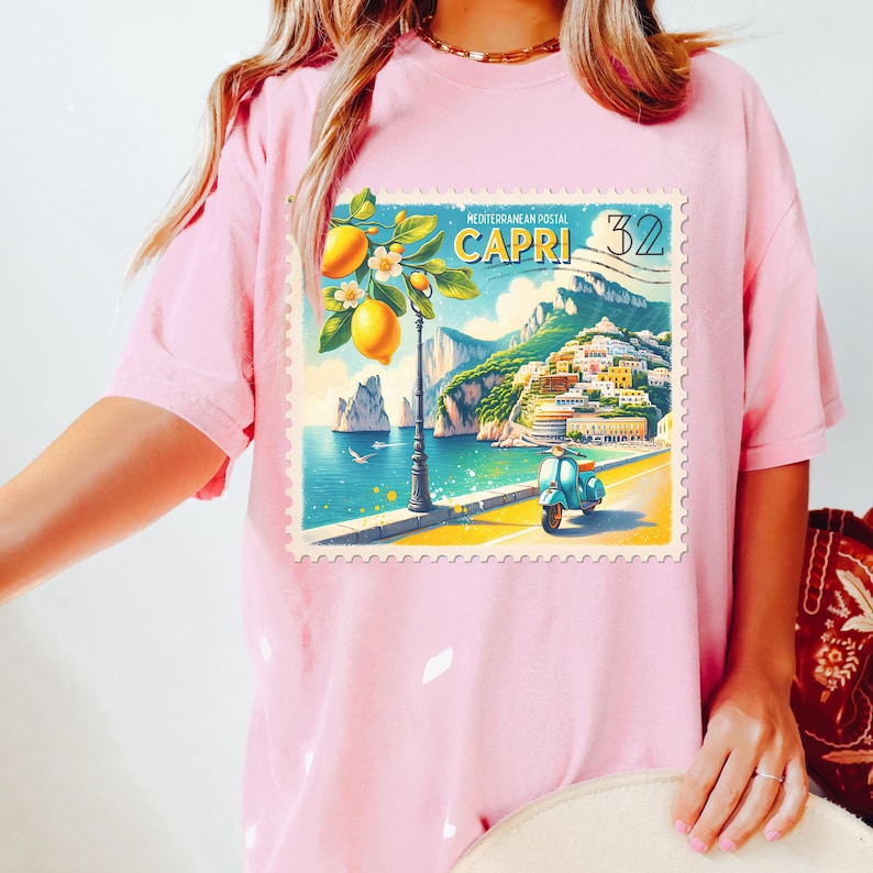 Capri PNG Capri Postal Stamp Png Lemon Png Vintage Stamp Sublimation ...