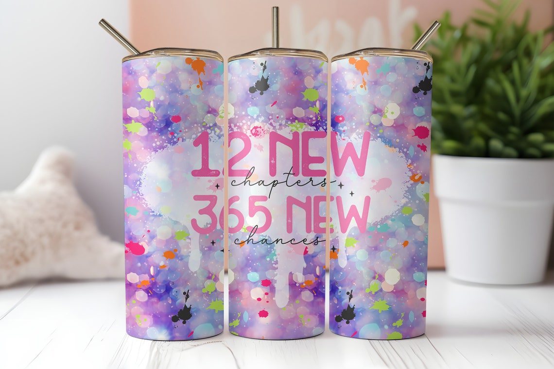 12 New Chapters 365 New Chances 20 Oz Skinny Tumbler Holiday PNG Design ...