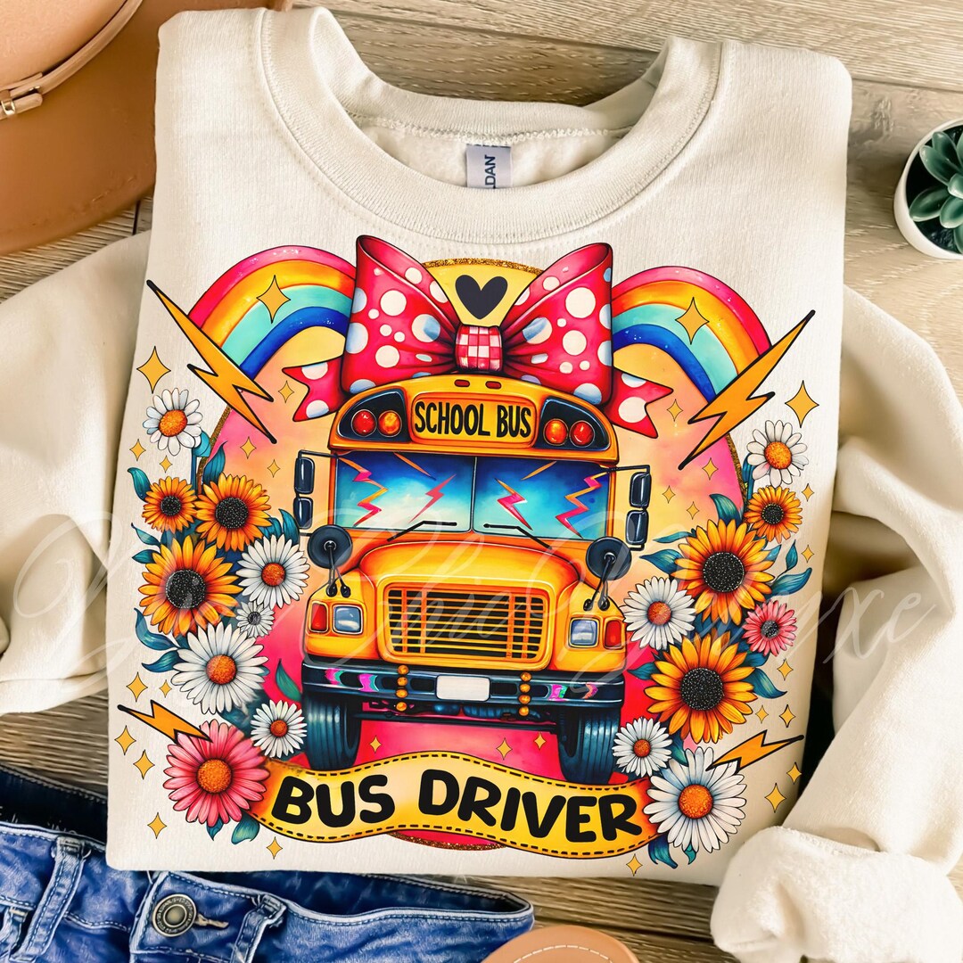 Boho Floral Bus Driver PNG, Bus Driver Sublimation, Back to School Png ...