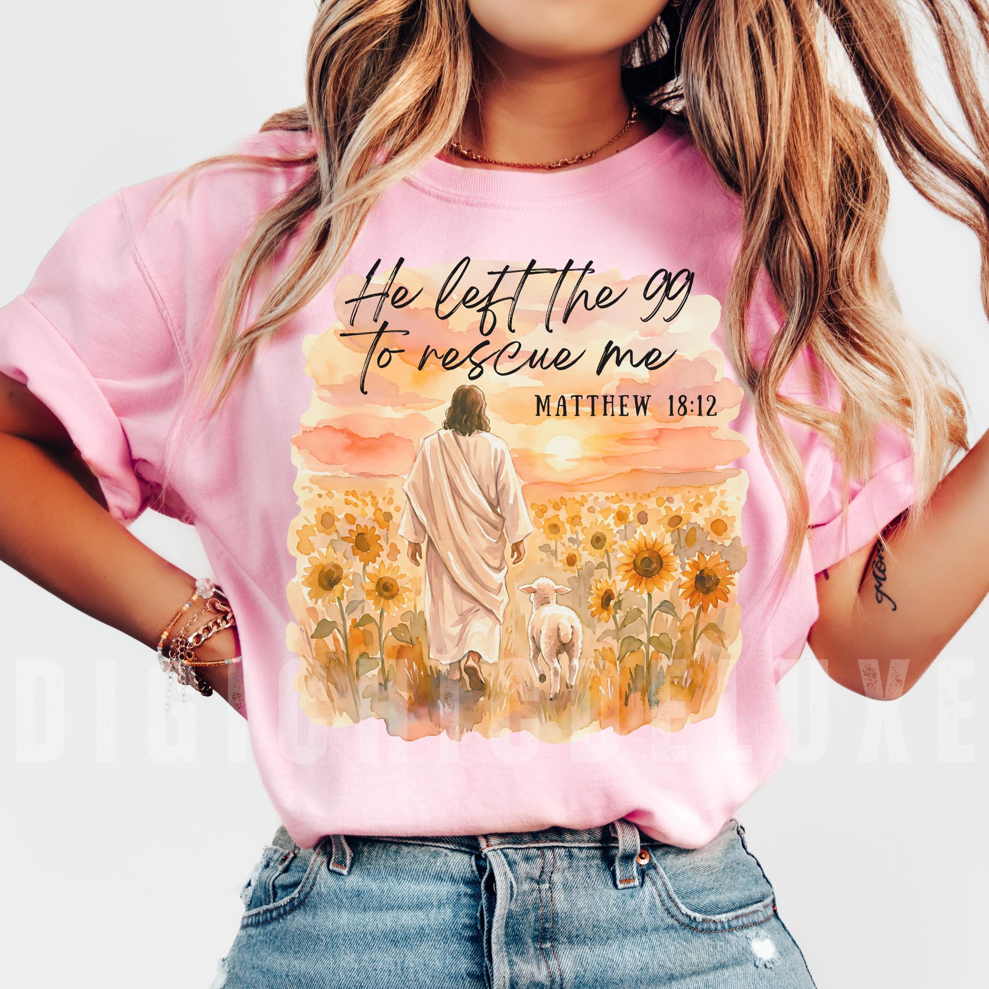 Jesus Leaves the 99 Christian Shirt Sublimation Design, the Lost Sheep ...