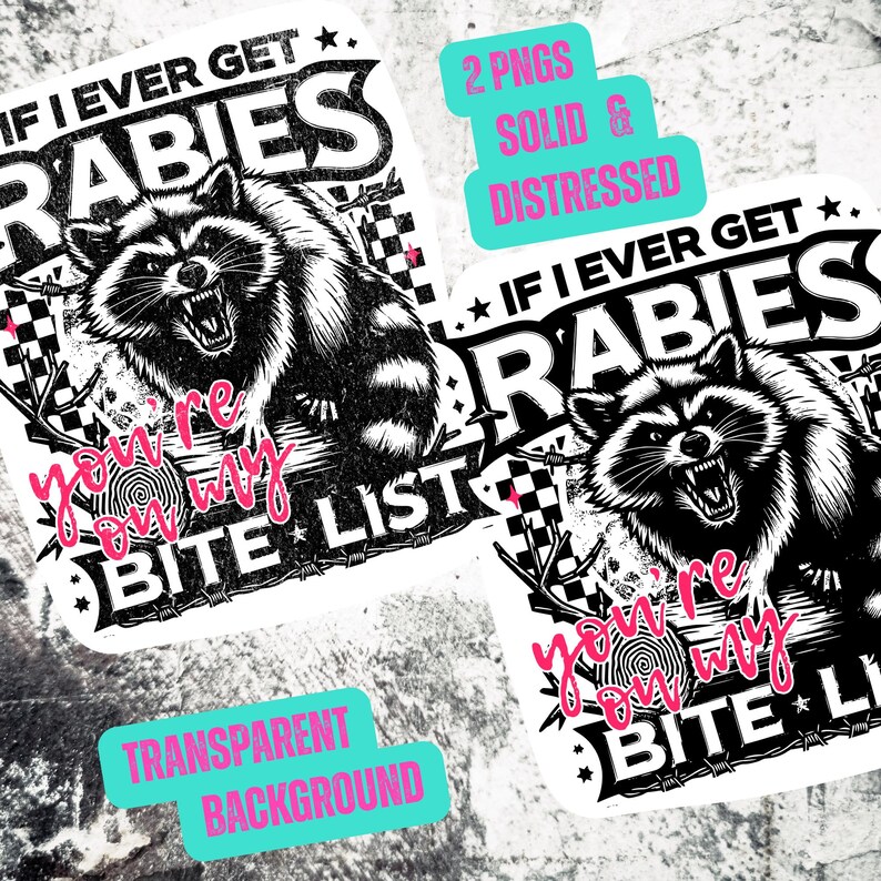 If I Ever Get Rabies PNG, Funny Raccoon Vintage Design Png, Rabies ...