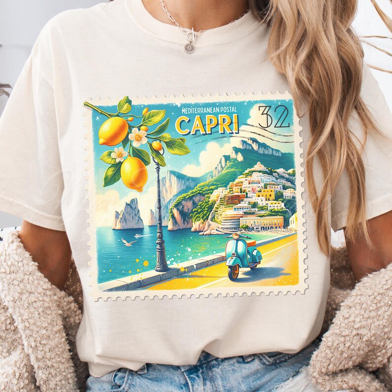 Capri PNG Capri Postal Stamp Png Lemon Png Vintage Stamp Sublimation ...