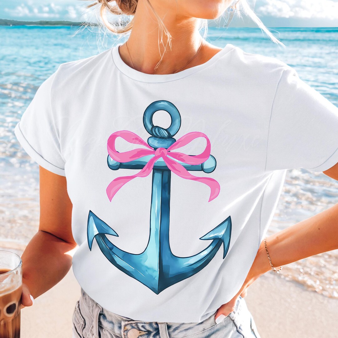 Summer Coquette Anchor PNG, Preppy Summer Anchor Png, Coastal Nautical ...
