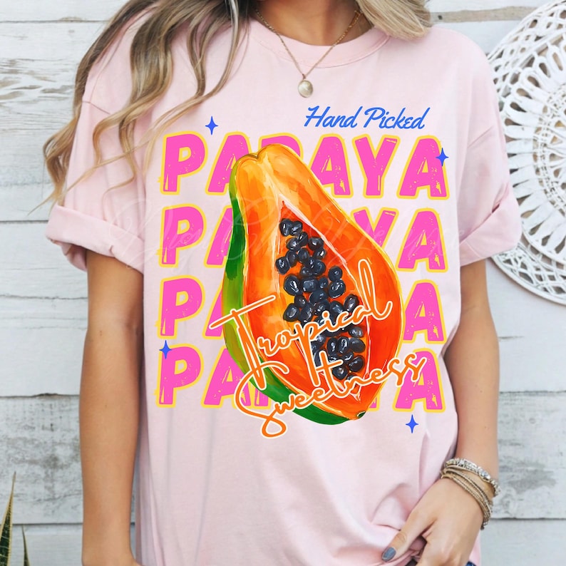 Papaya PNG Summer Fruit Png Beach Shirt Sublimation Dtf Design Digital ...