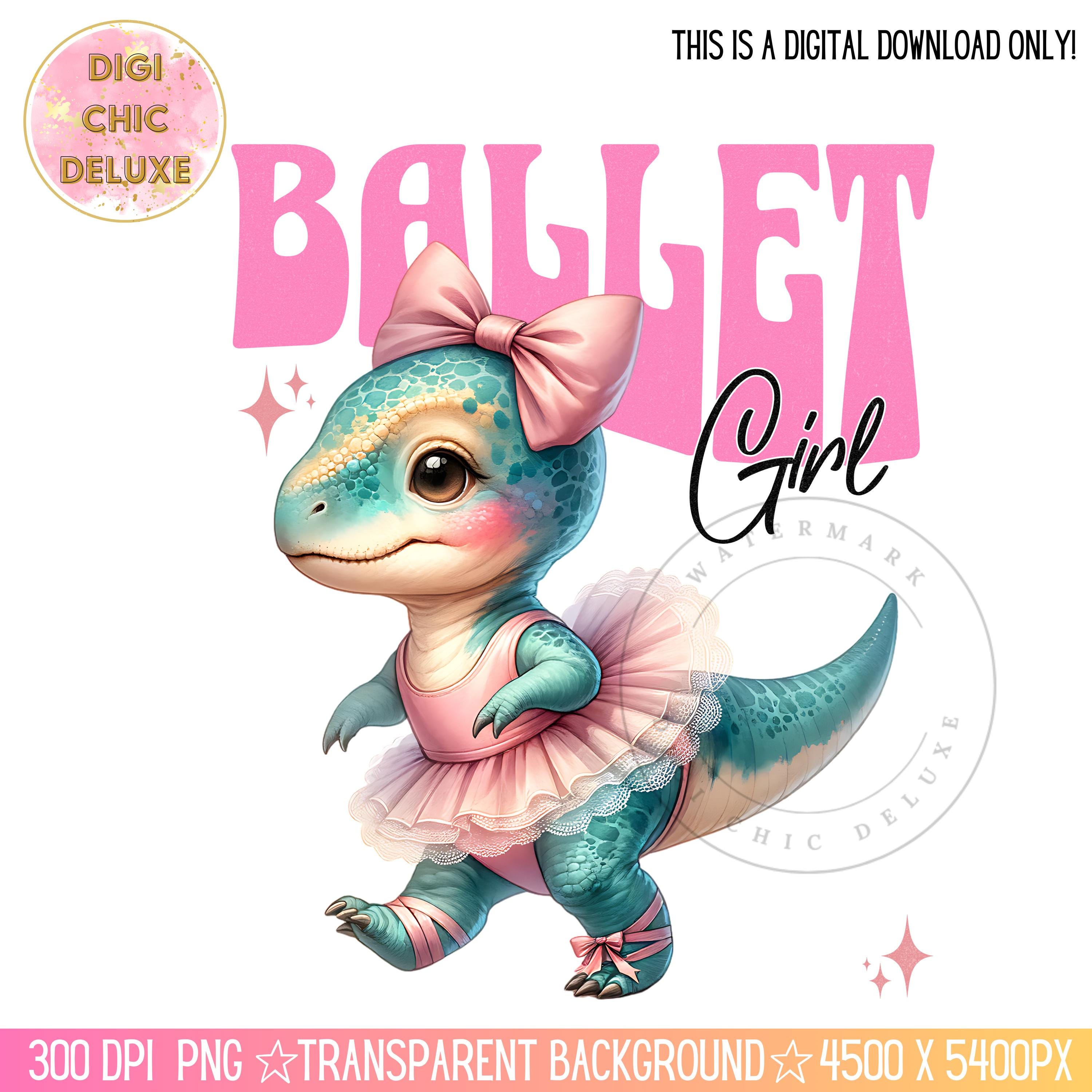 Ballet Girl Dinosaur Clipart Shirt Sublimation and Dtf Design, Digital ...