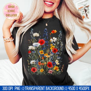 Spring Flowers Shirt Sublimation Design, Botanical Digital Download PNG ...