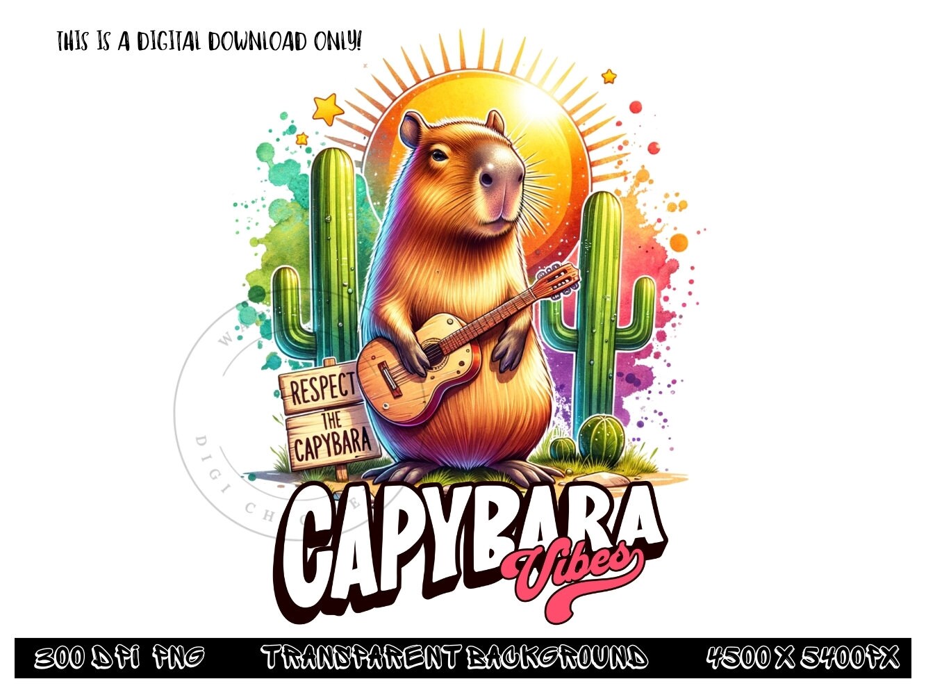 Capybara Vibes Clipart Shirt Sublimation and Dtf Design, Digital ...