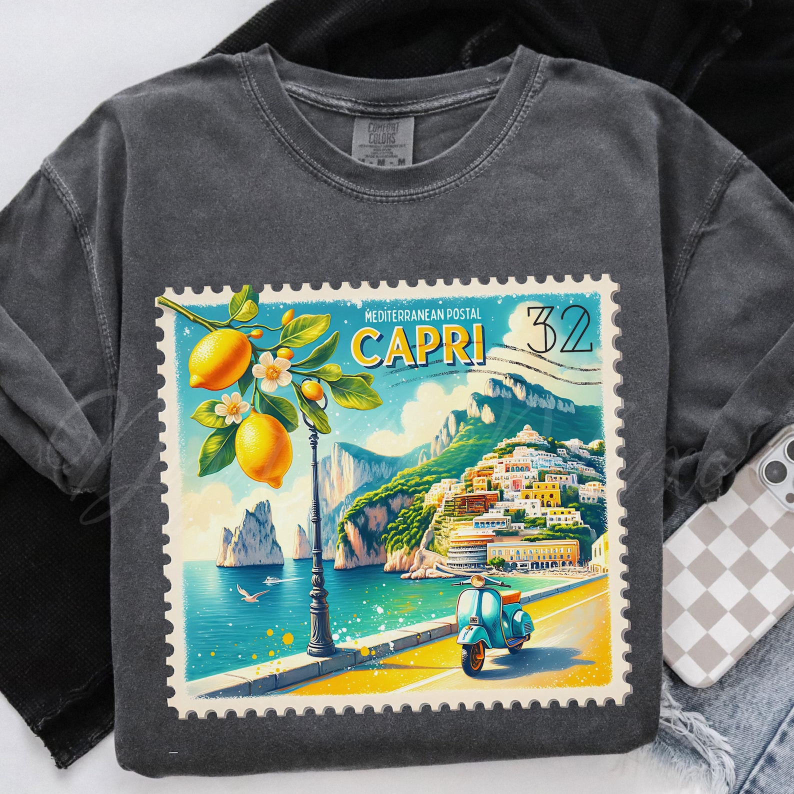 Capri PNG Capri Postal Stamp Png Lemon Png Vintage Stamp Sublimation ...