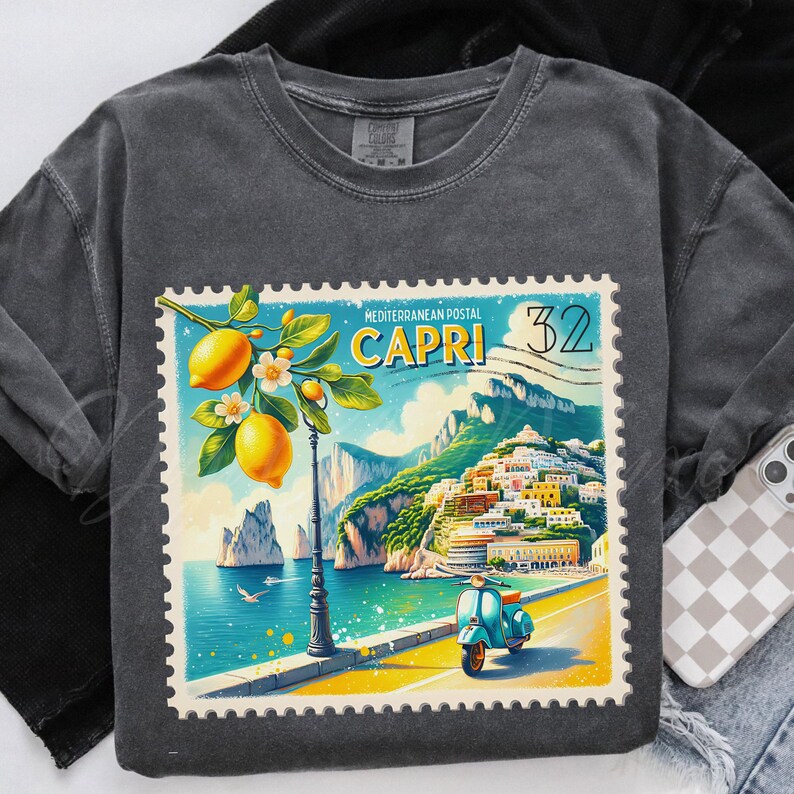 Capri PNG Capri Postal Stamp Png Lemon Png Vintage Stamp Sublimation ...