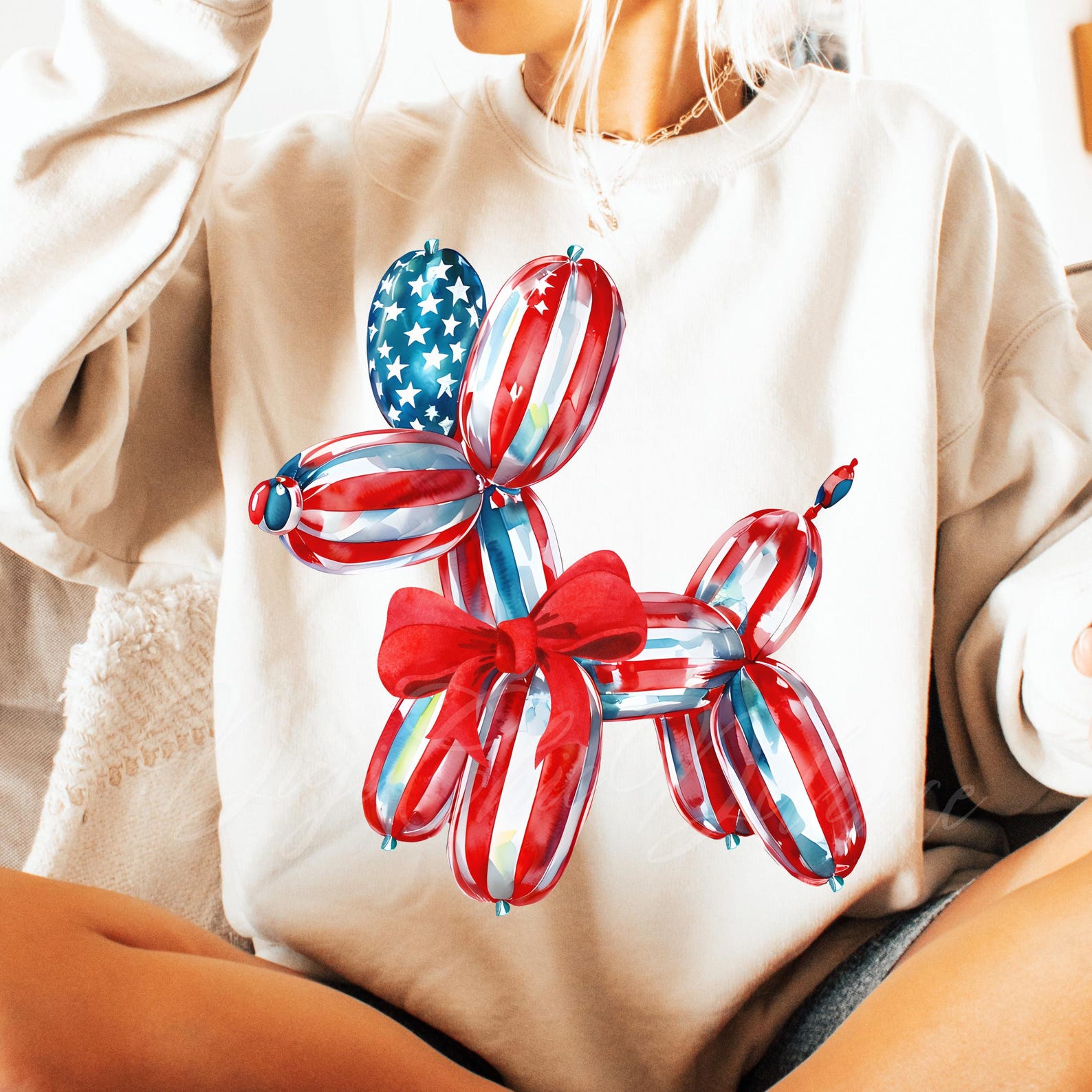 Patriotic Balloon Dog PNG, Retro America Coquette Png, Fourth of July ...