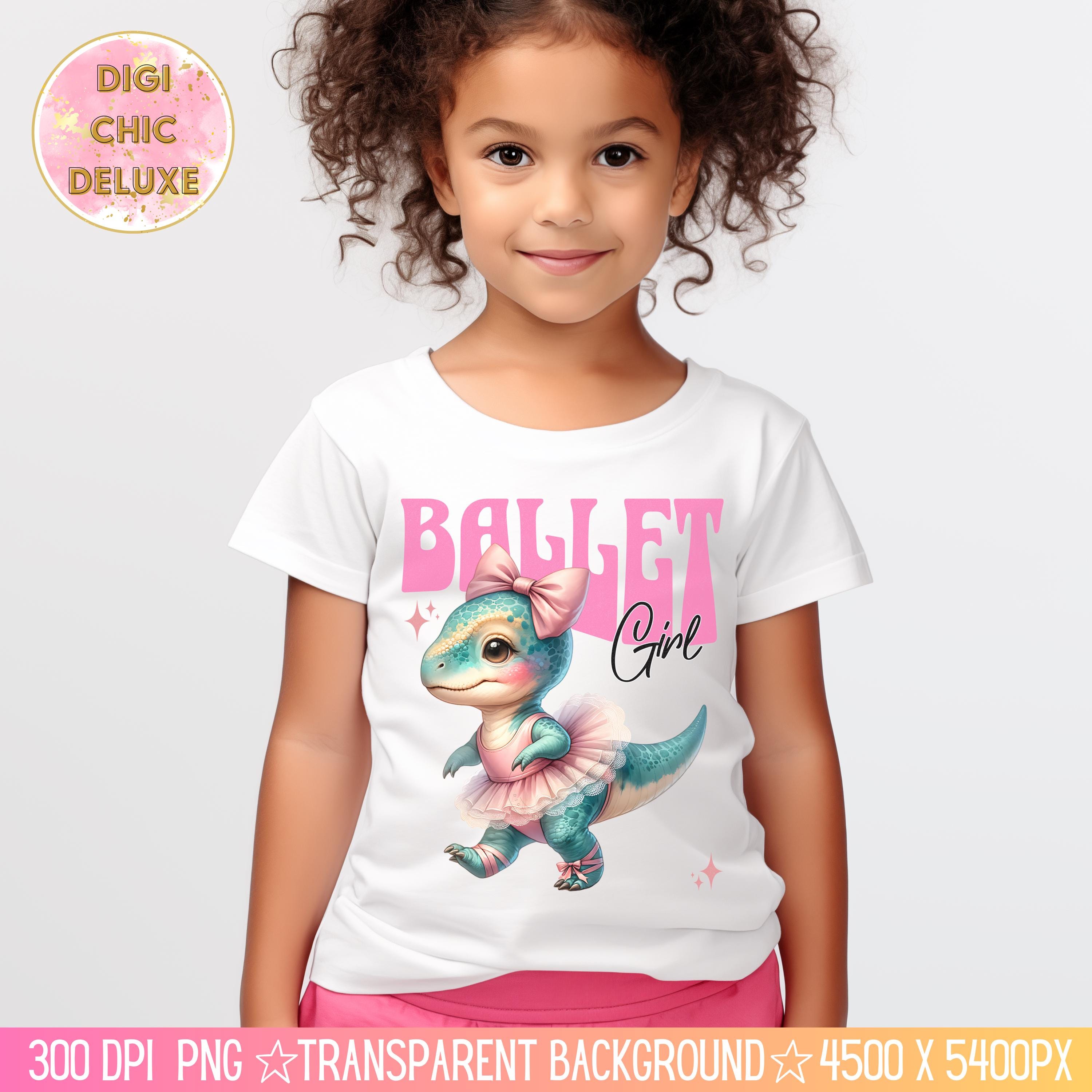 Ballet Girl Dinosaur Clipart Shirt Sublimation and Dtf Design, Digital ...