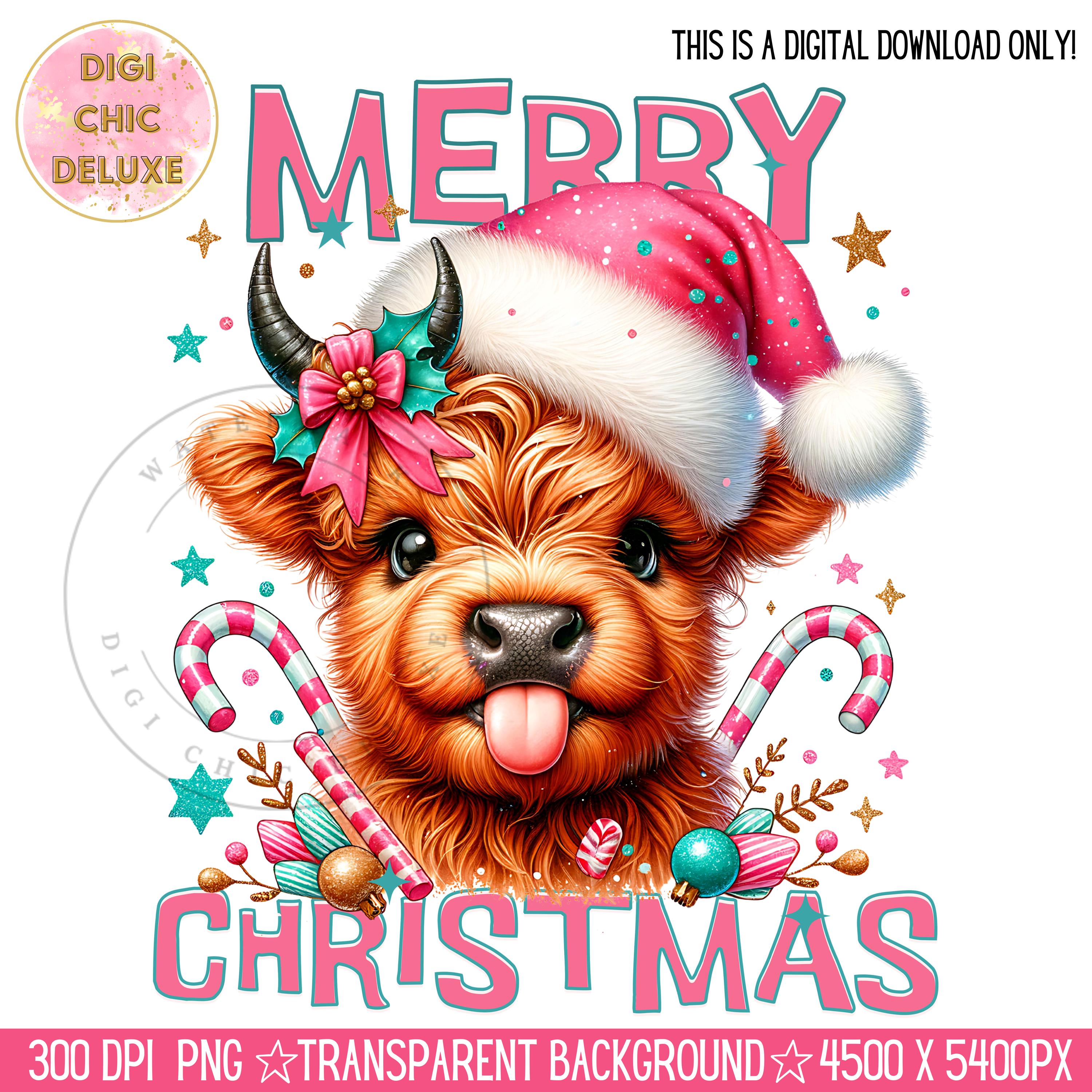 Christmas Funny Highland Cow Clipart Shirt Sublimation Design, Digital ...
