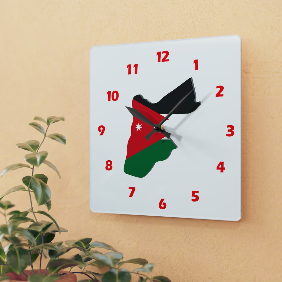 Jordan Flag Wall Clock | Jordanian Clock Patriotic Gift | Arabic Wall ...