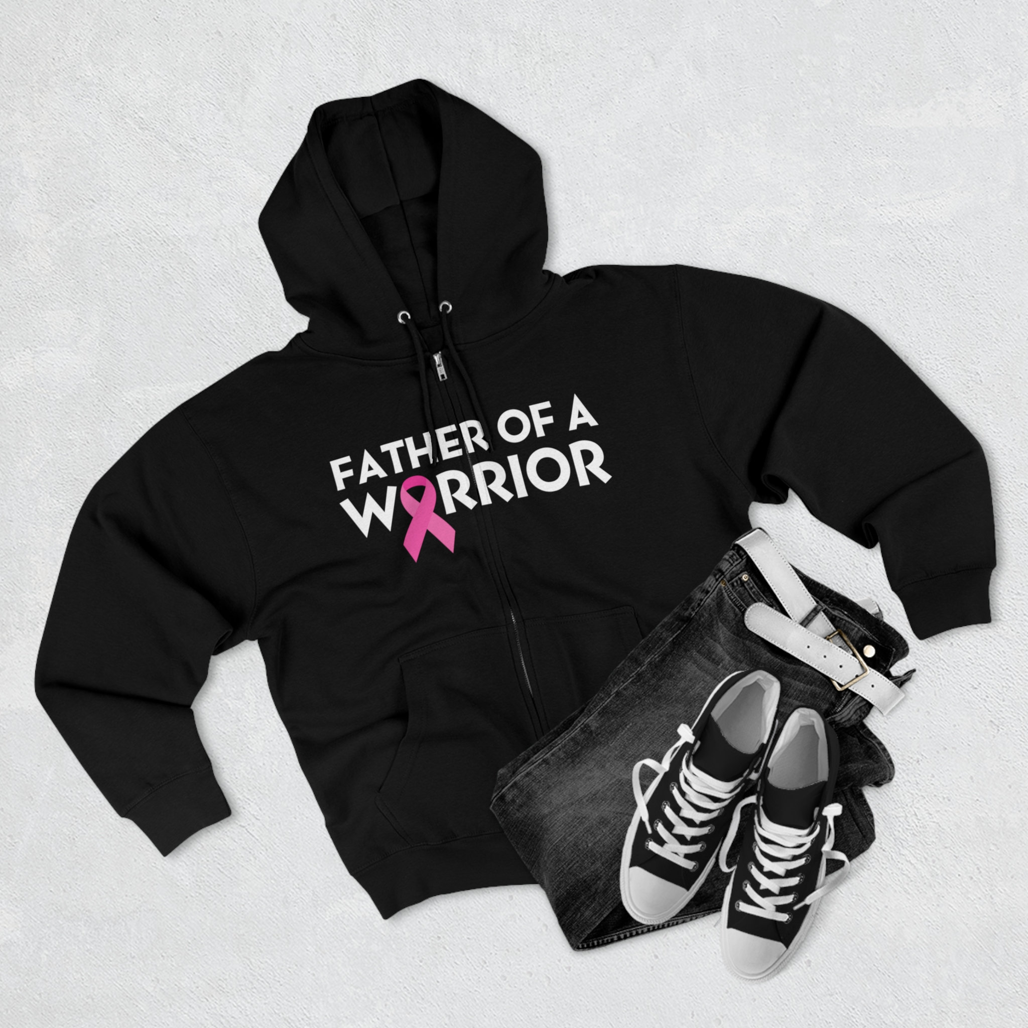 Father of Warrior Breast Cancer Zip Hoodie, Cancer Support Hoodie ...